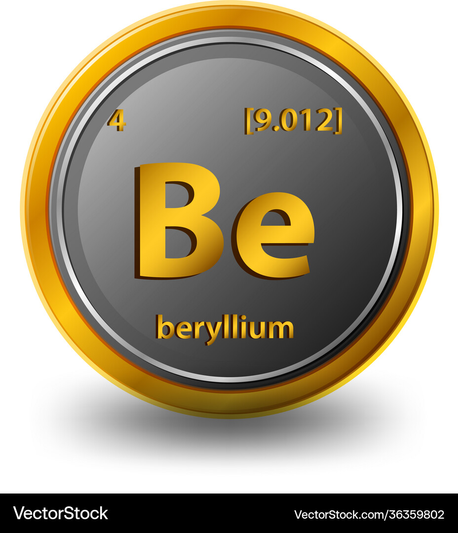 Beryllium chemical element chemical symbol Vector Image