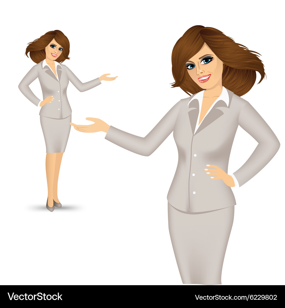 Businesswoman showing something Royalty Free Vector Image