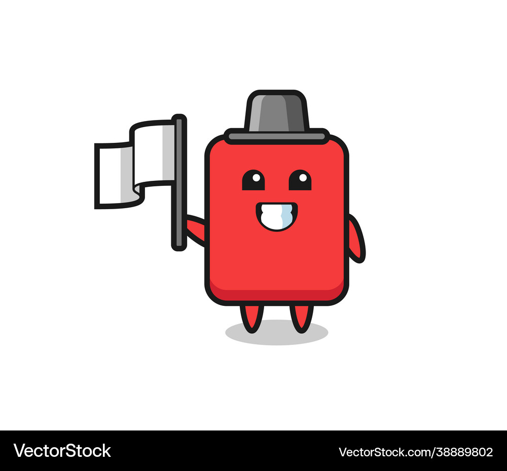 Cartoon character red card holding a flag Vector Image