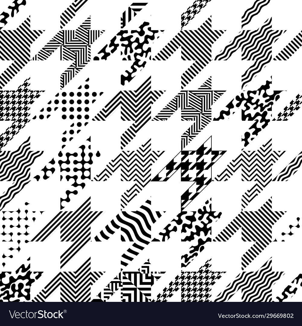 Classic hounds-tooth pattern in a patchwork Vector Image