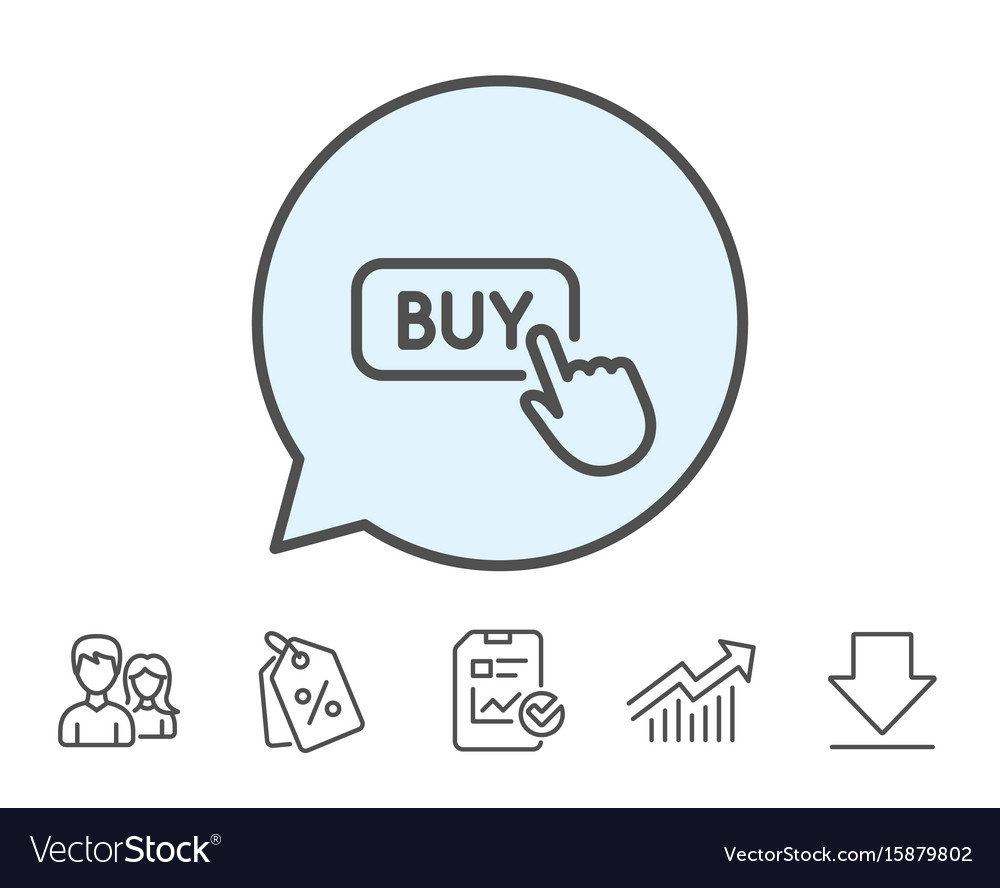 Click to buy line icon online shopping sign Vector Image