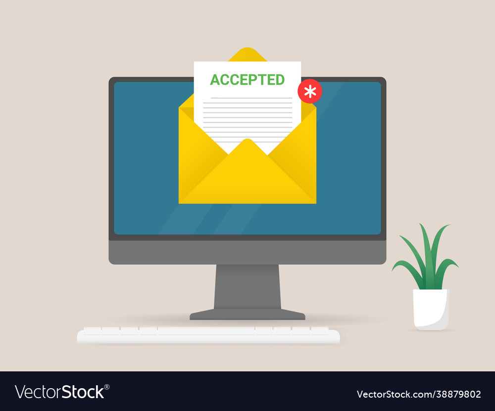 Computer with envelope and paper document Vector Image