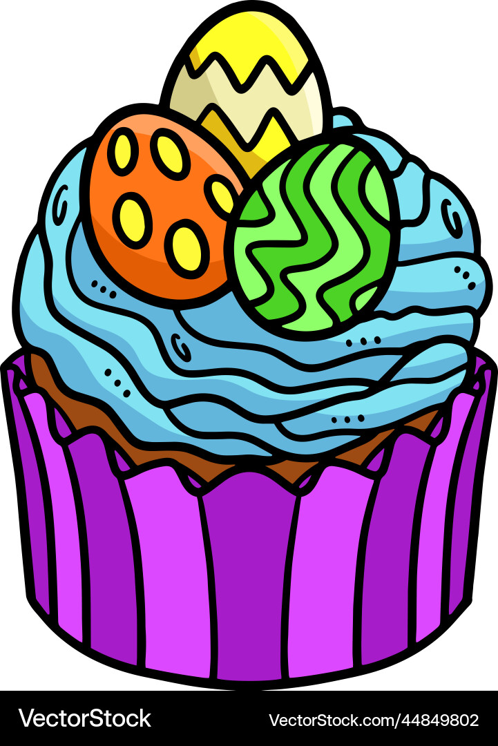 Easter egg cupcake cartoon colored clipart Vector Image