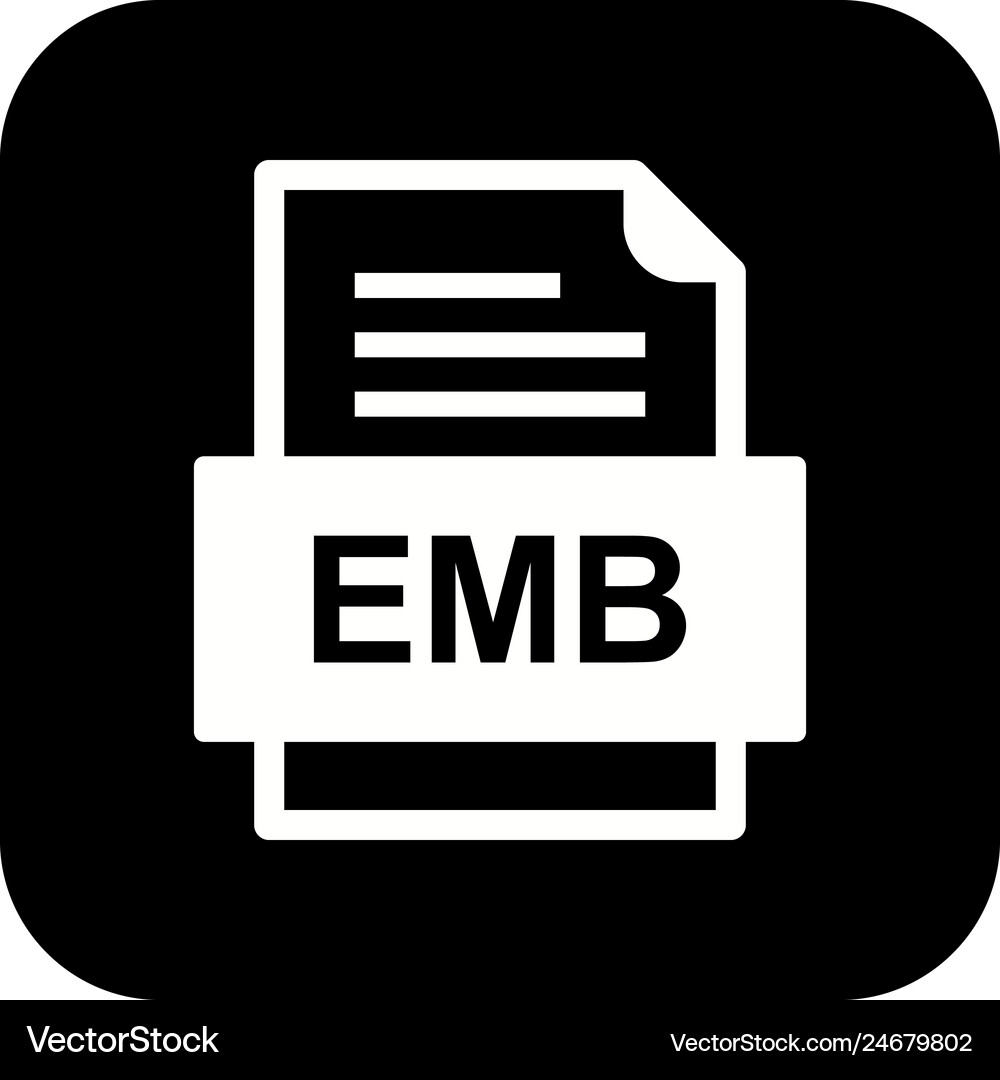 Emb file document icon Royalty Free Vector Image