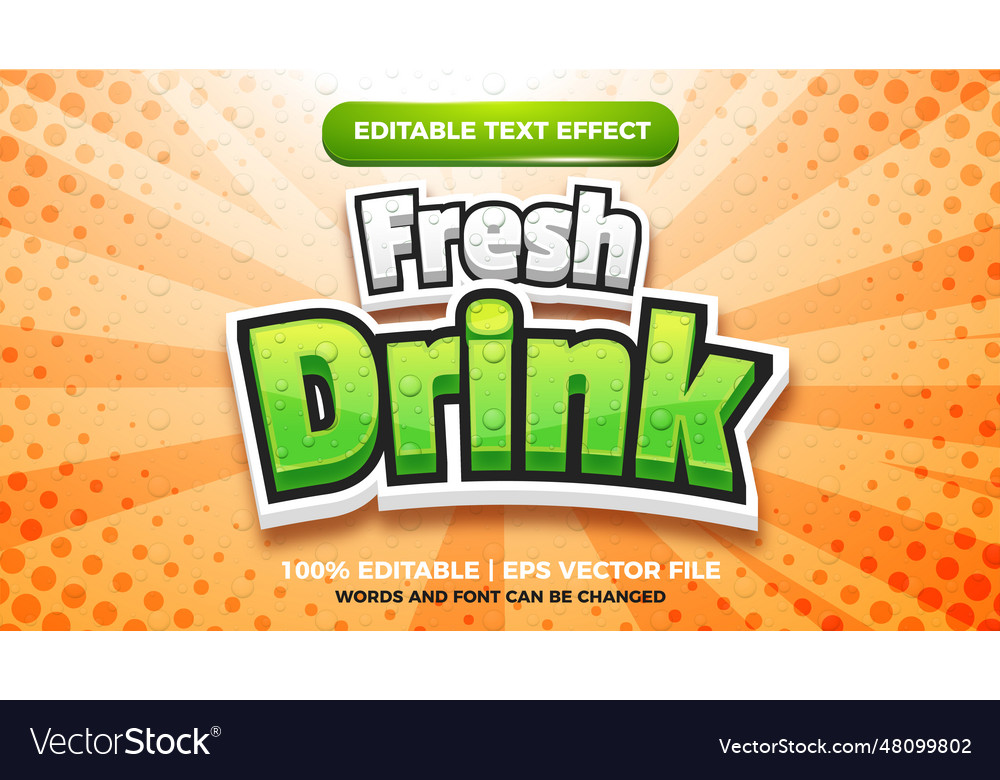 Fresh drink editable text effect Royalty Free Vector Image