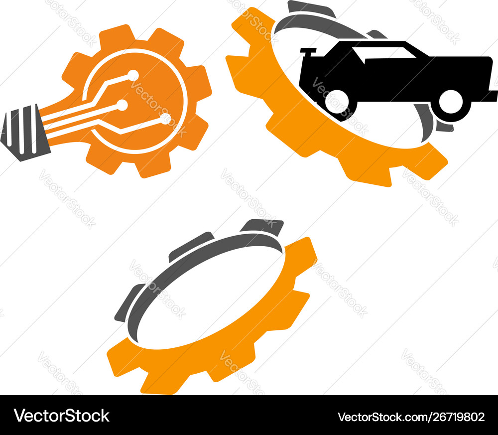 Gear business logo design template icon set Vector Image