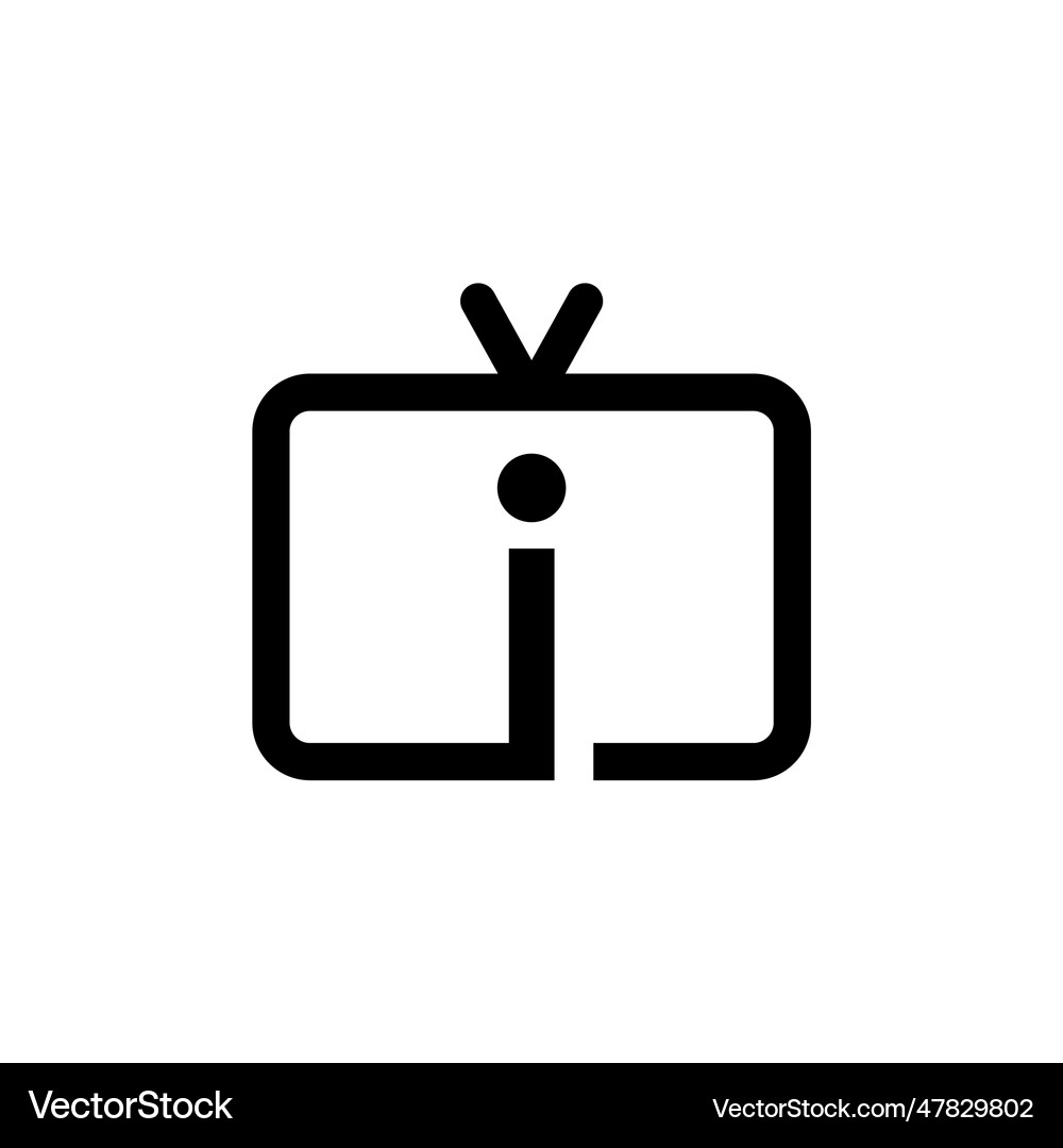 I letter channel television logo design Royalty Free Vector