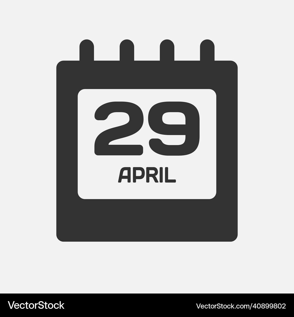 Icon day date 29 april template calendar page Vector Image