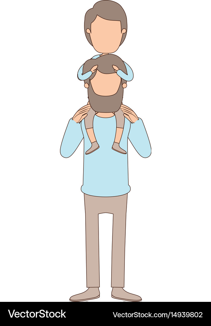 Light color caricature faceless father Royalty Free Vector