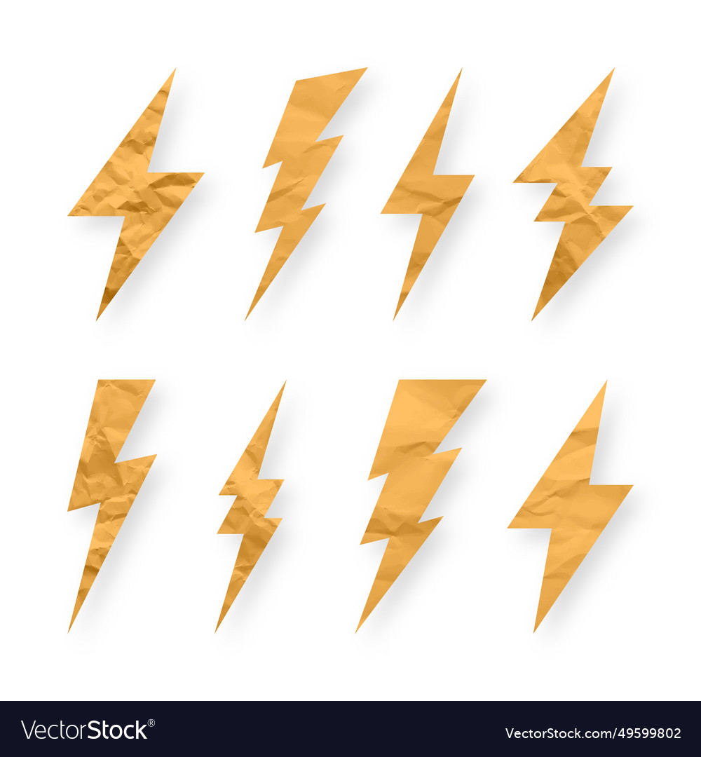 Lightning bolt crumpled paper texture cardboard Vector Image