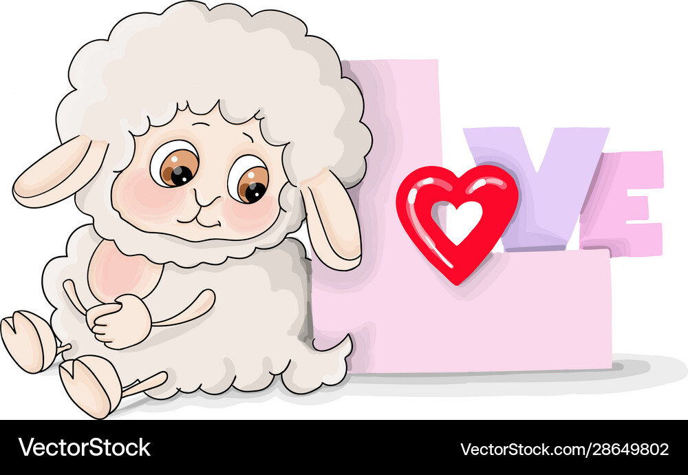 Many cute lambls with a ball wool love Royalty Free Vector