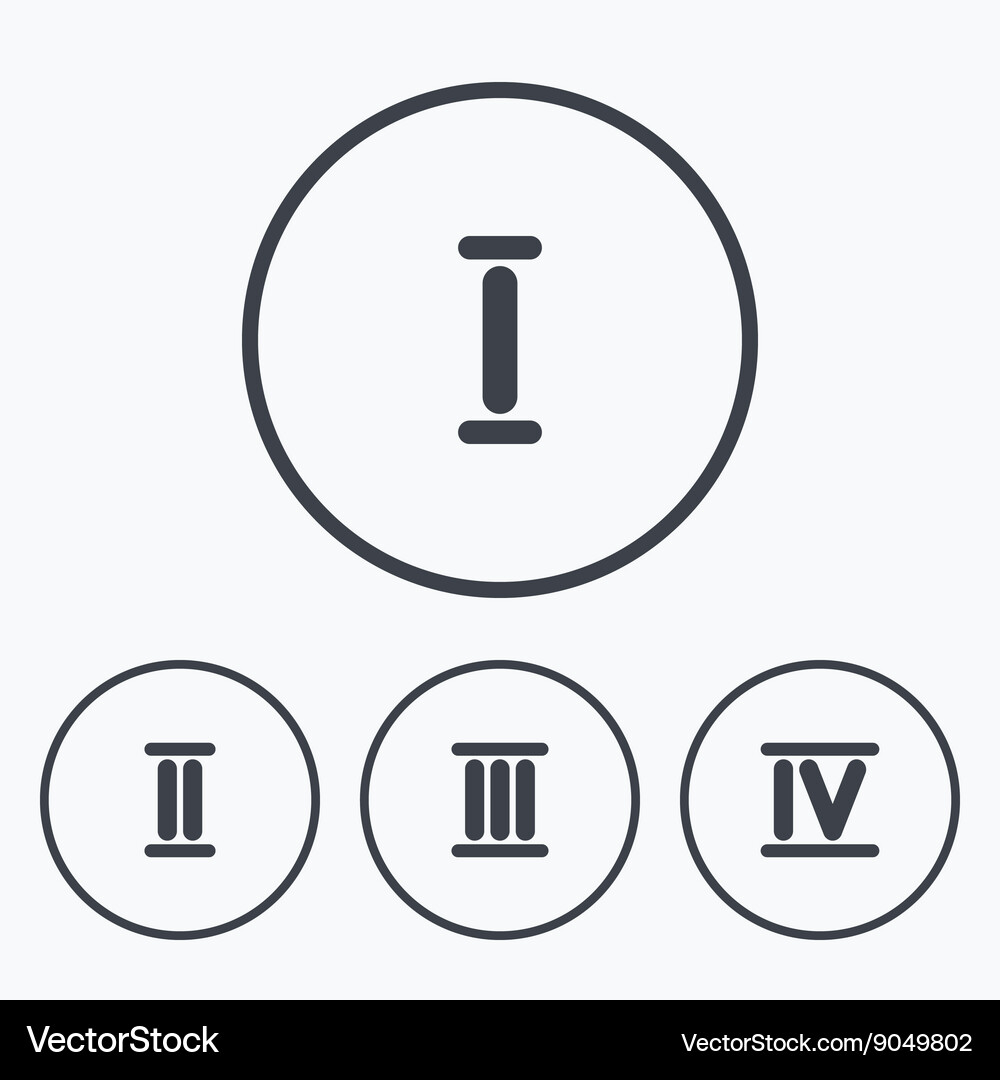 Roman numeral icons number one two three Vector Image
