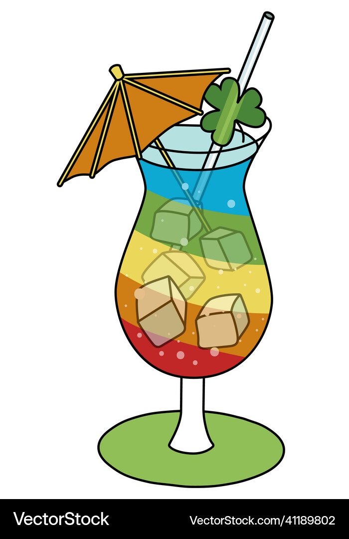 Saint patricks day special rainbow tiki cocktail Vector Image