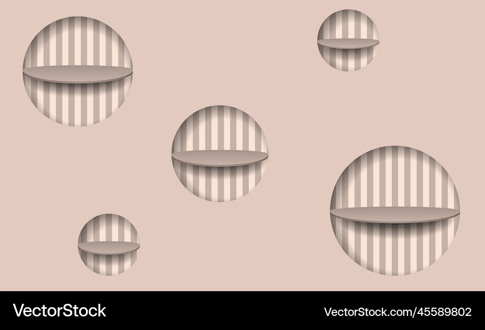 Shelf round shelves with shadow on the wall Vector Image