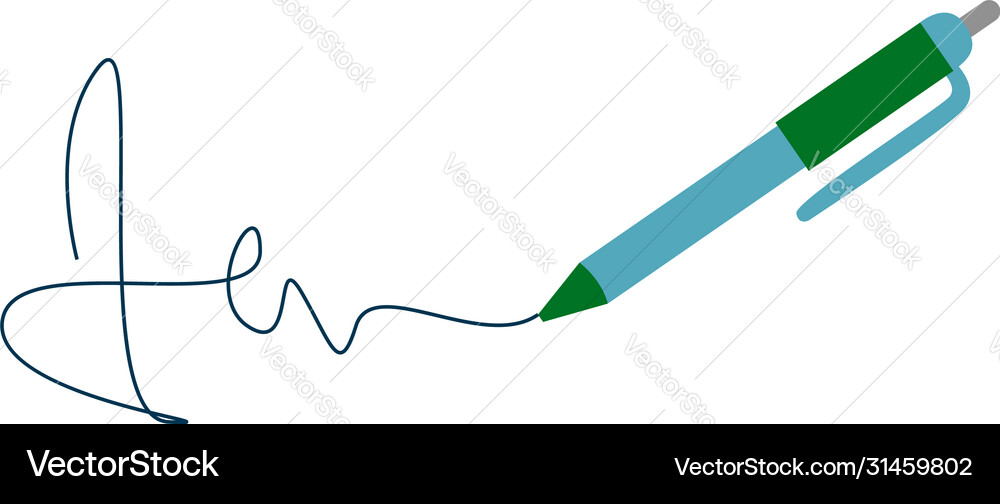 Signature with pen on white background Royalty Free Vector