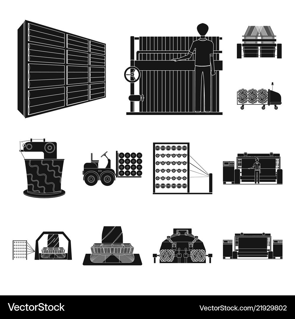 Textile industry black icons in set collection Vector Image