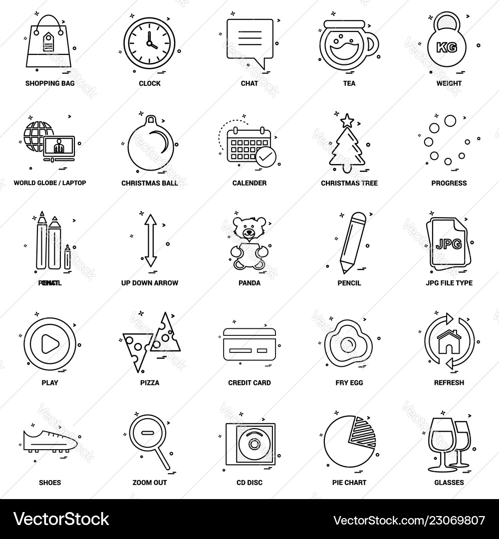 25 business concept mix line icon set Royalty Free Vector
