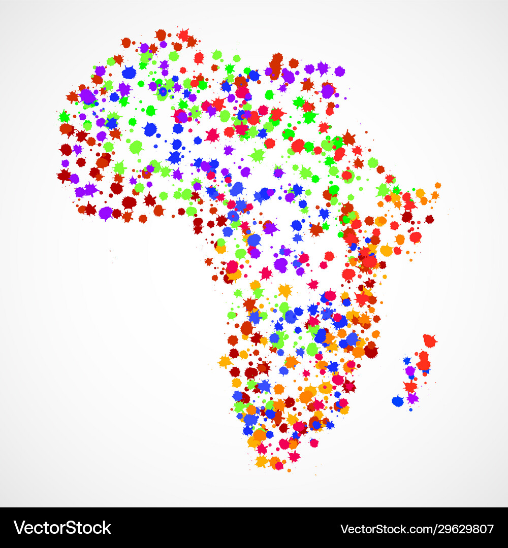 Abstract africa map colorful ink splashes Vector Image