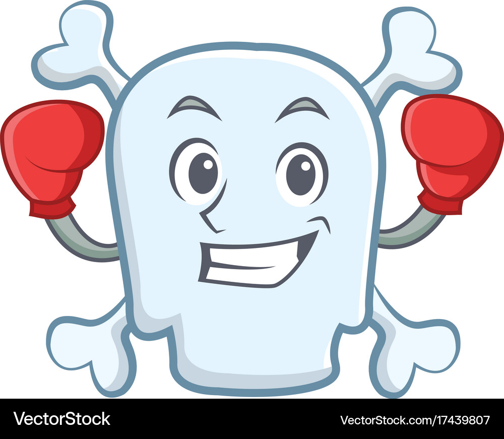 Boxing skull character cartoon style Royalty Free Vector