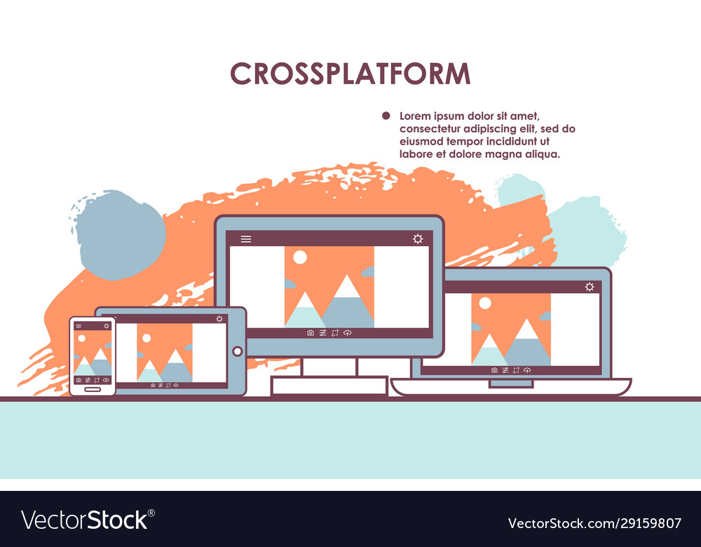 Cross platform website interface Royalty Free Vector Image Cross platform website interface Royalty Free Vector Image