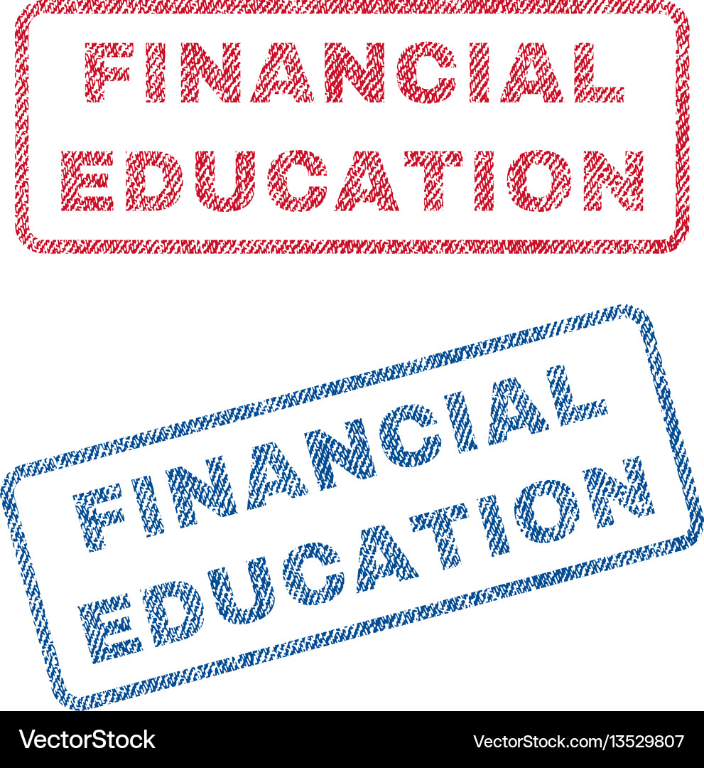 Financial education textile stamps Royalty Free Vector Image