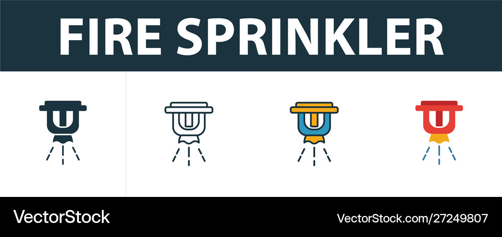Fire sprinkler icon set premium symbol in Vector Image