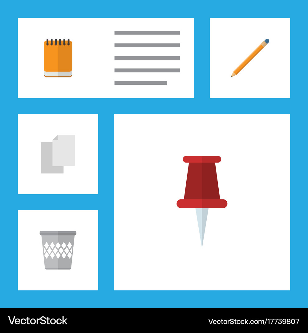 Flat icon stationery set of sheets drawing tool Vector Image