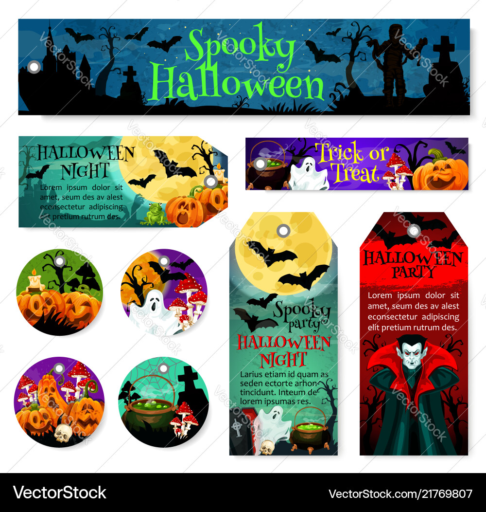 Halloween and label october horror party Vector Image