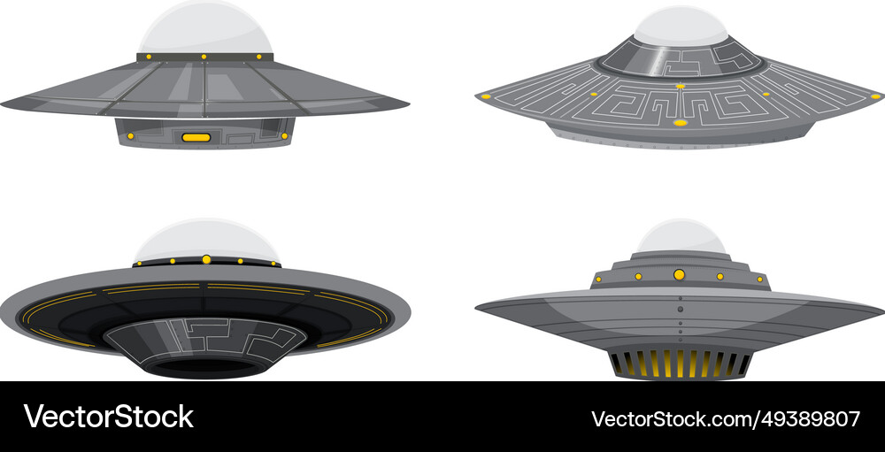 Set of four ufo uap Royalty Free Vector Image - VectorStock