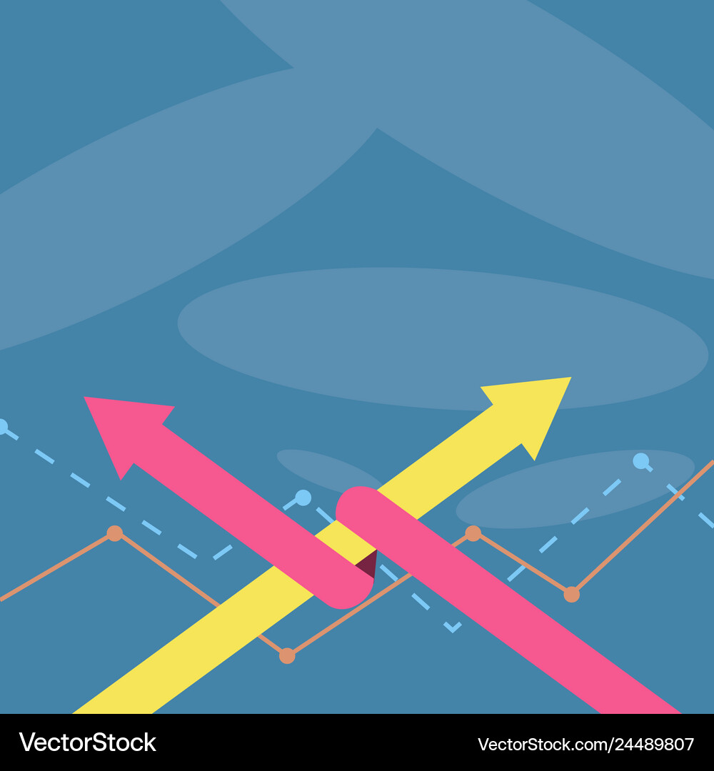 Two colorful arrows where one is intertwined Vector Image