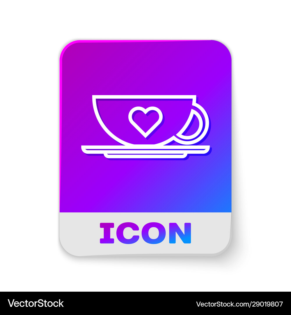White line coffee cup and heart icon isolated Vector Image