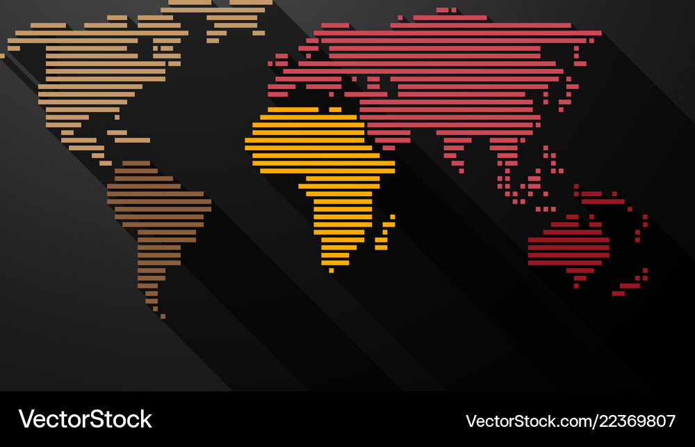World map created from lines in pastel colors Vector Image