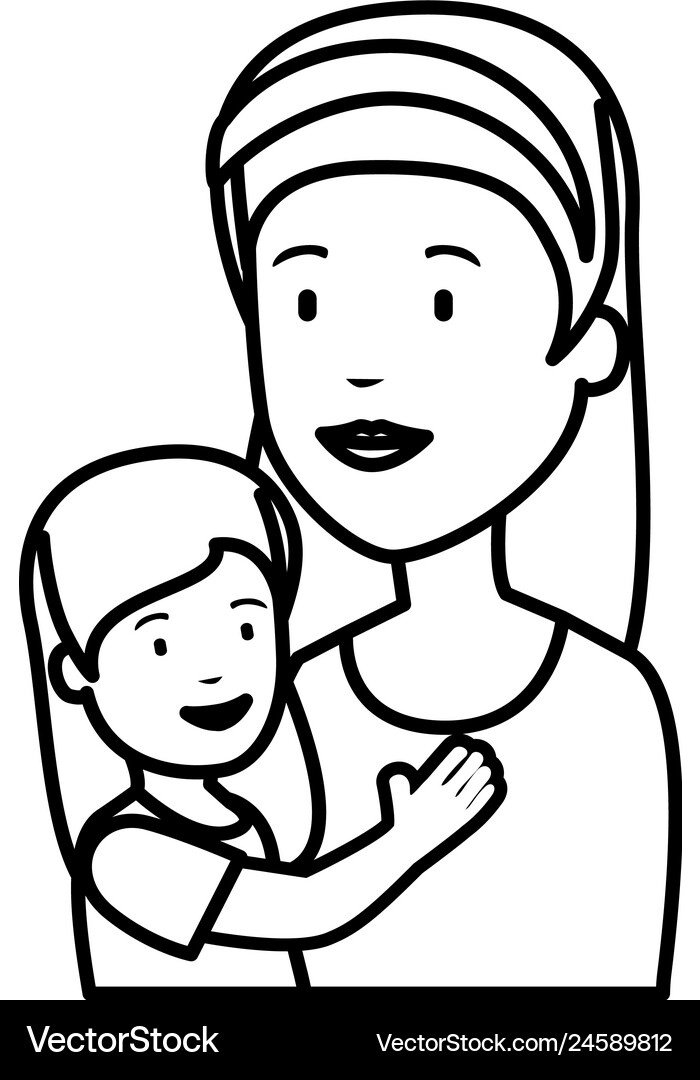 Beautiful mother lifting daughter Royalty Free Vector Image