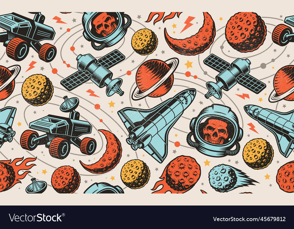 Colour vintage space seamless background Vector Image