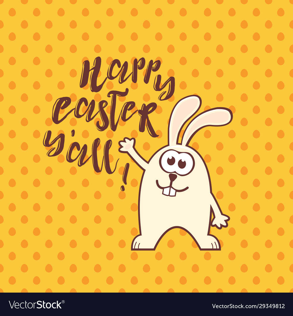 Easter greeting card with rabbit and text Vector Image
