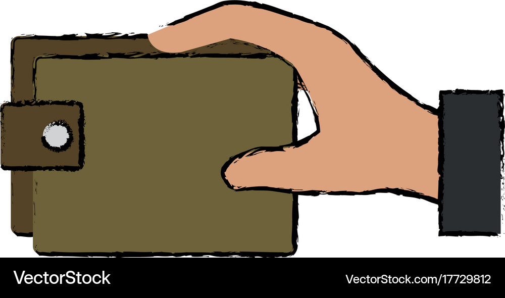 Hand human with wallet money bills Royalty Free Vector Image