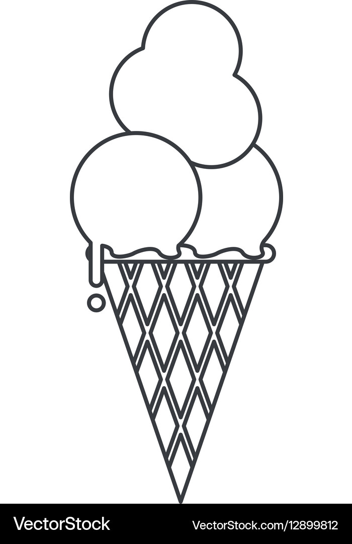 Ice cream cone sweet delicious thin line Vector Image
