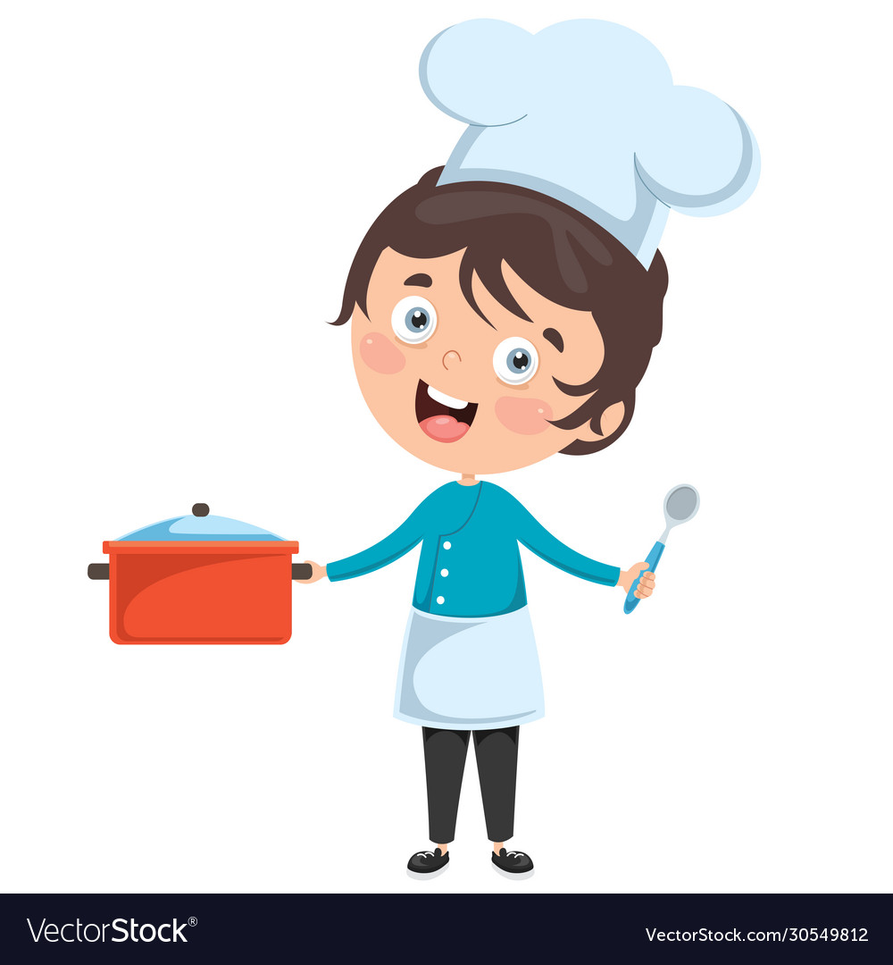 Little chef cooking Royalty Free Vector Image - VectorStock