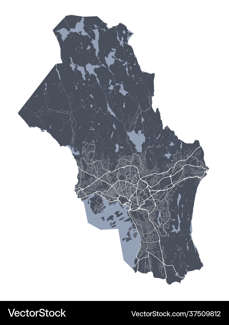 Oslo municipality county map detailed map oslo Vector Image
