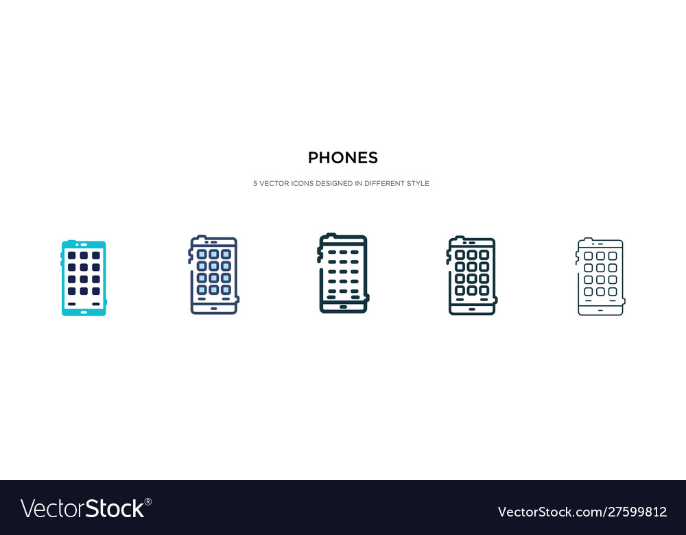 Phones icon in different style two colored Vector Image