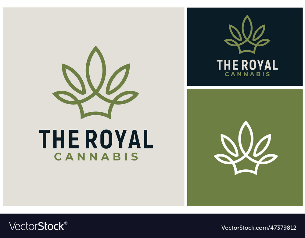 Queen king crown cannabis marijuana hemp weed logo