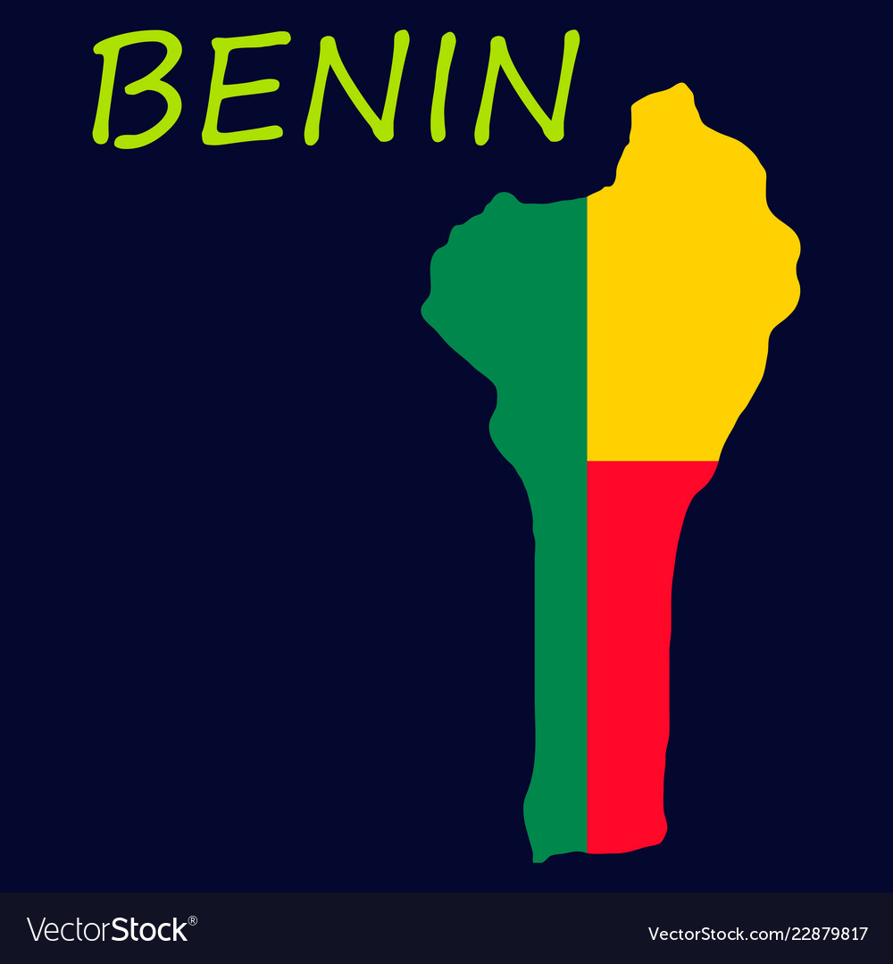Benin map with flag Royalty Free Vector Image - VectorStock