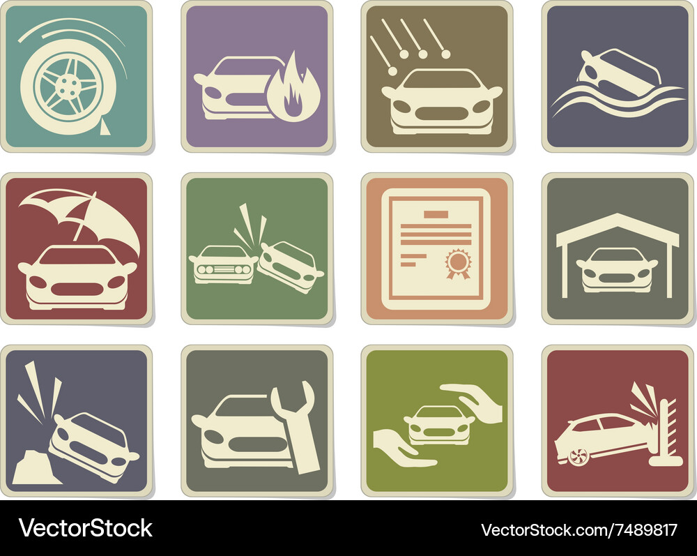 Car Insurance Icons Royalty Free Vector Image - VectorStock