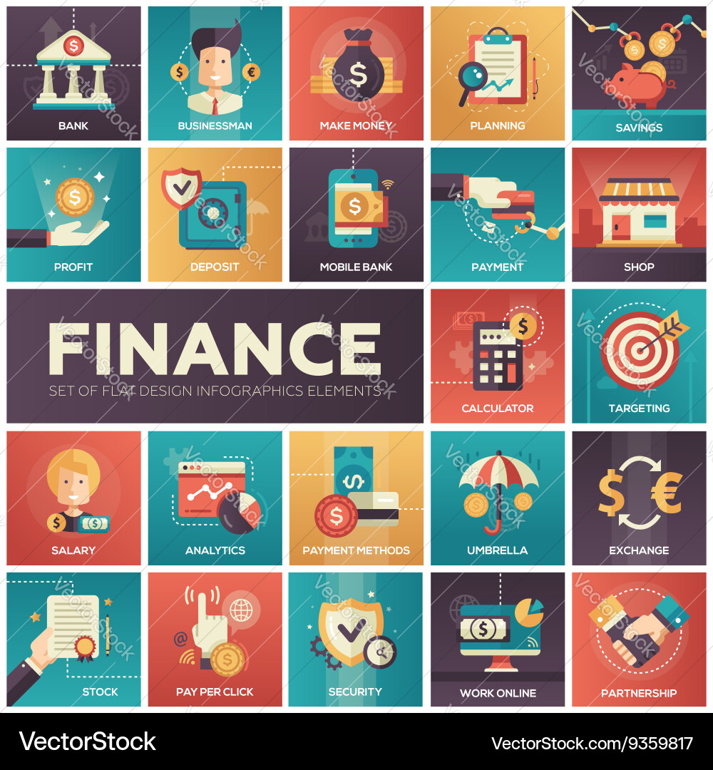 Finance - modern flat design isquare icons Vector Image