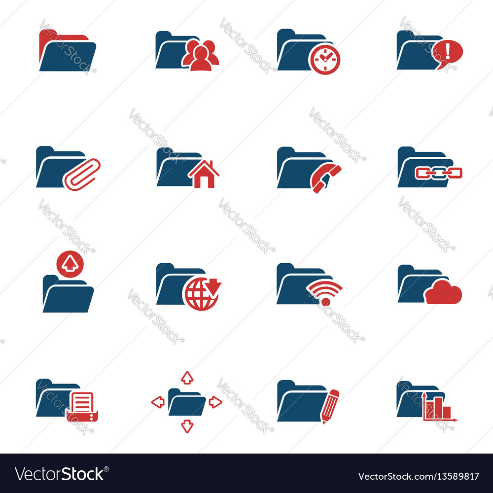 Folder icon set Royalty Free Vector Image - VectorStock