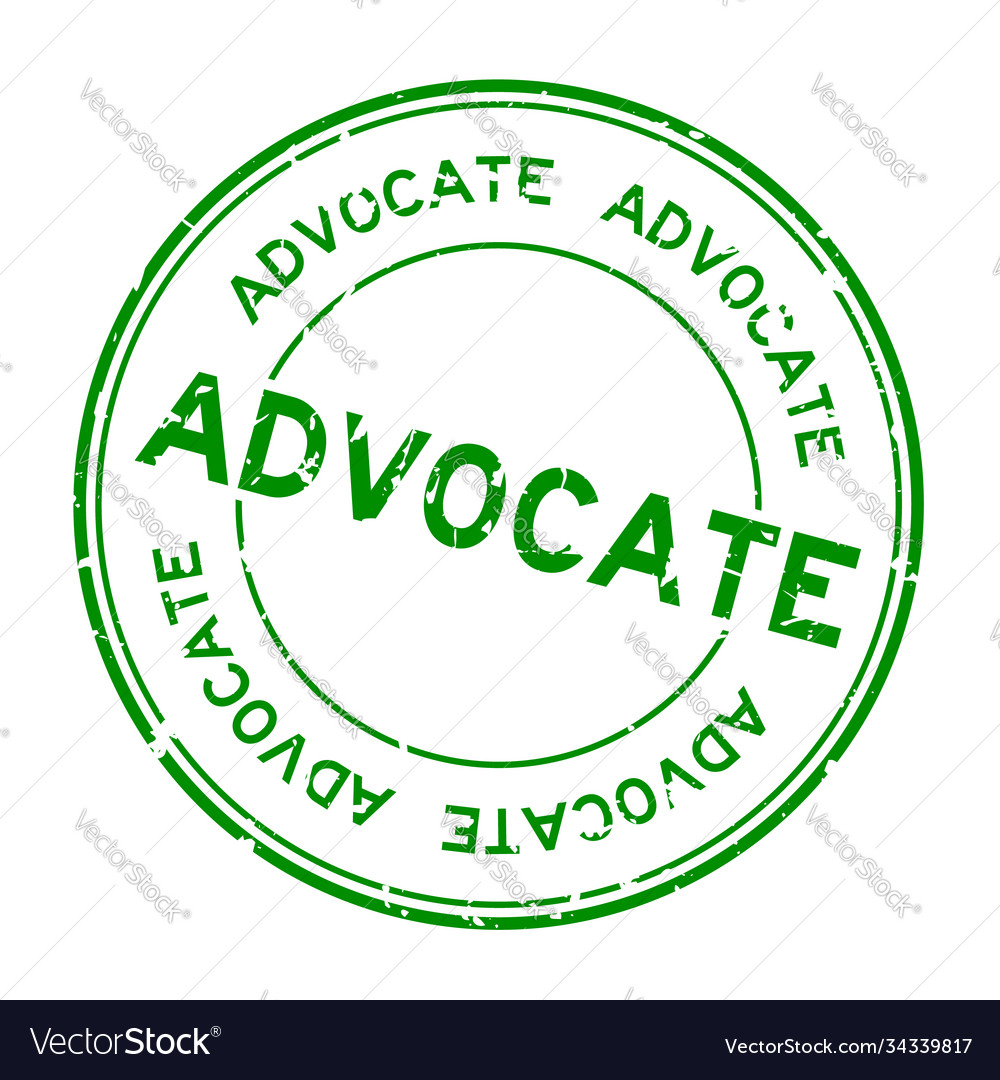 Grunge green advocate word round rubber seal Vector Image