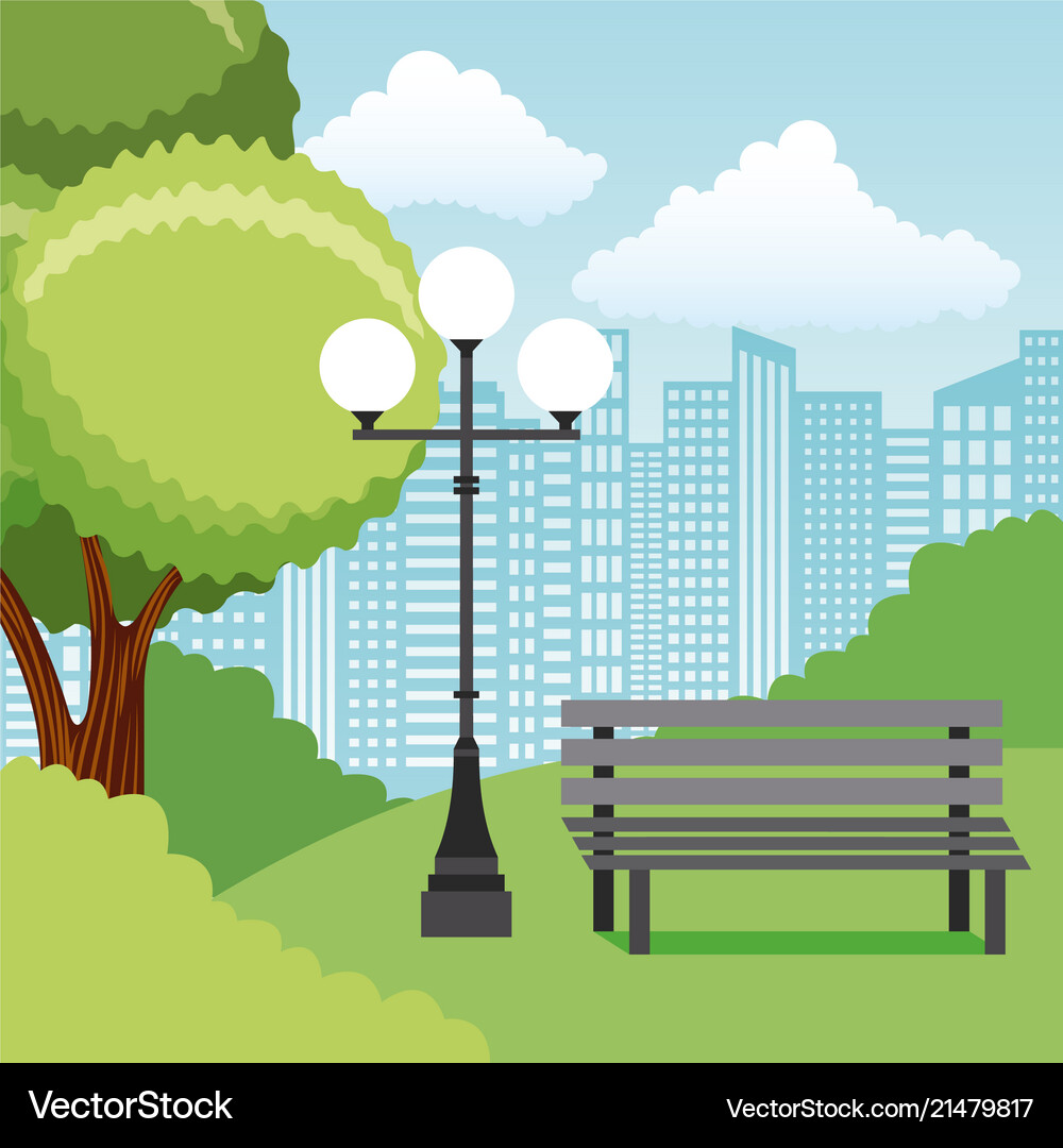 Landscape park and city Royalty Free Vector Image