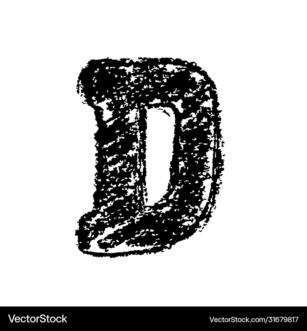 Letter d handwritten chalk bold font Royalty Free Vector