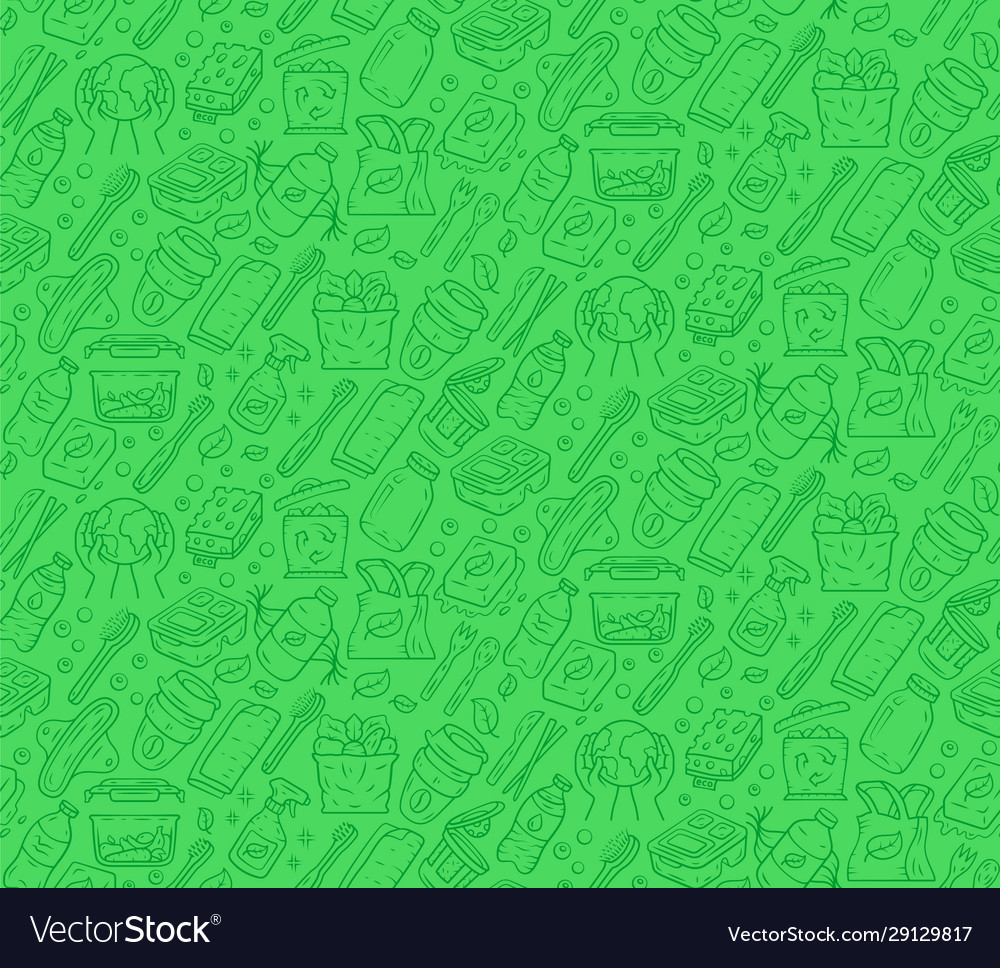 Zero waste kitchen items seamless pattern Vector Image