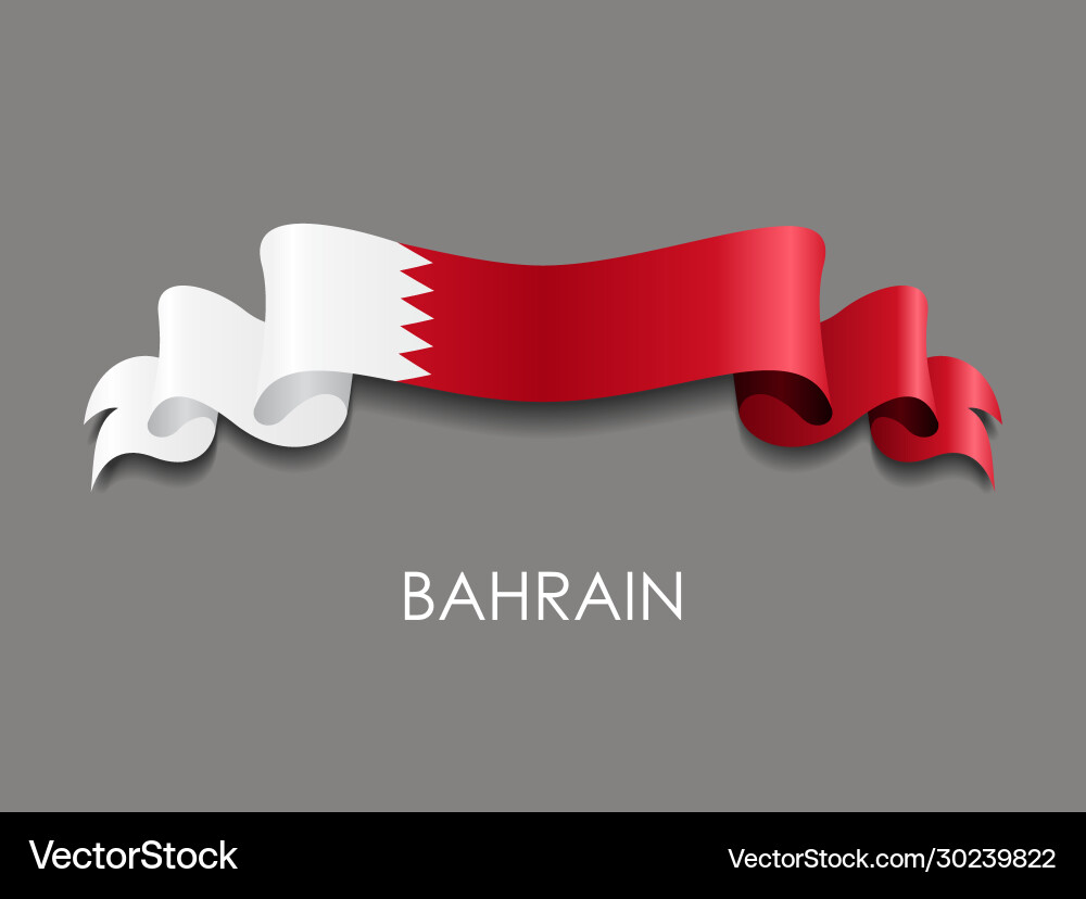 Bahraini flag wavy ribbon background Royalty Free Vector